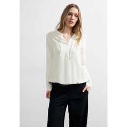 Cecil Damen Langarmbluse, wei&szlig;, Gr. XXL, unifarben, Stoff, 100% Viskose, Blusen, mit geschlitztem Rundhalsausschnitt