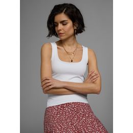 Laura Scott Damen Tanktop, wei&szlig;, Basic, Gr. 48, unifarben, Jersey, Obermaterial: 91% Polyamid, 9% Elasthan, Tops, mit modischem Karree-Ausschnitt