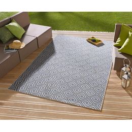Teppich Hanse Home "Karo" Gr. 3, blau, B:140cm H:8mm L:200cm, Kunstfaser, Teppiche, Teppich, In- & Outdoor, L&auml;ufer, Wetterfest, Raute, Balkon, Garten, Flur