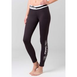 Bench. Damen Leggings, Gr. 32, schwarz-wei&szlig;, Strick, Obermaterial: 92% Baumwolle, 8% Elasthan, bedruckt, unifarben, Hosen, mit Logoprint am B&uuml;ndchen