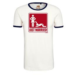 logoshirt Damen T-Shirt "Just Married", weiß, Gr. M, unifarben, 100% Baumwolle, Shirts, mit lustigem Print