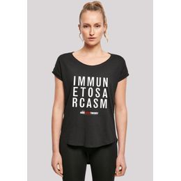 F4NT4STIC Damen T-Shirt "Long Cut Shirt 'Big Bang Theory Immune To Sarcasm'", schwarz, Gr. S, Obermaterial: 100% Baumwolle, Shirts, Damen,Premium