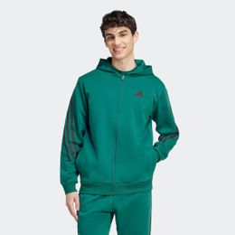 Herren Kapuzensweatshirt "M FI 3S FZ", grün, Gr. XL, adidas Sportswear, gestreift, Obermaterial: 64% Baumwolle, 36% Polyester, Sweatshirts