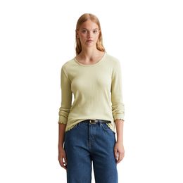 Marc O'Polo Damen Langarmshirt "aus modernem Ribbjersey", gr&uuml;n, Gr. M, MARC O'POLO DENIM, unifarben, Obermaterial: 59% Baumwolle, 38% Modal, 3% Elasthan, Shirts