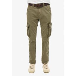 Superdry Herren Cargohose "Core Cargo Pant", gr&uuml;n, Gr. 32, unifarben, Web, Obermaterial: 97% Baumwolle, 3% Elasthan, Hosen