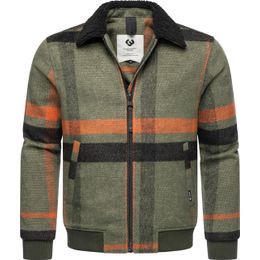 Ragwear Herren Outdoorjacke "Sivval Check", grün, Gr. S, angeraute Sweatware, Obermaterial: 100% Polyester, Innenfutter: 100% Polyester, Wattierung: