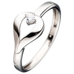 Jobo Damen Goldring, 50, Wei&szlig;gold 333, wei&szlig;, Wei&szlig;gold 333, Fingerringe, 333 Wei&szlig;gold mit Zirkonia