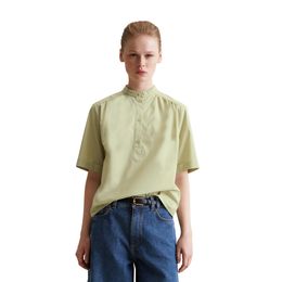 Marc O'Polo Damen Kurzarmbluse "aus Papertouch Popeline", gr&uuml;n, Gr. S, MARC O'POLO DENIM, unifarben, Obermaterial: 100% Baumwolle, Blusen