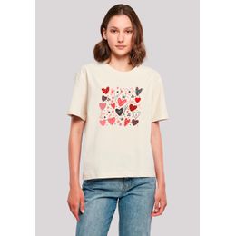 F4NT4STIC Damen T-Shirt "Cute Herzen Variety Valentinstag", weiß, Gr. XS, Obermaterial: 100% Baumwolle, Shirts, Premium Qualität