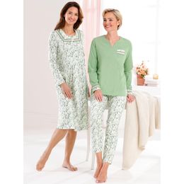 wäschepur WÄSCHEPUR Damen Schlafanzug, Gr. 36, grün, 100% Baumwolle, Homewear-Sets