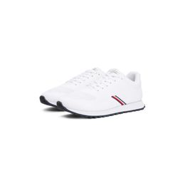Tommy Hilfiger Herren Sneaker "NEW RUNNER EVA CORPO KNIT", Gr. 46, weiß, Nylon, Textil, Schuhe, Freizeitschuh, Halbschuh, Schnürschuh mit Streifen in