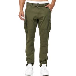 INDICODE Herren Cargohose "INWilliam", grün, Gr. XXL, unifarben, Web, Obermaterial: 100% Baumwolle, Hosen