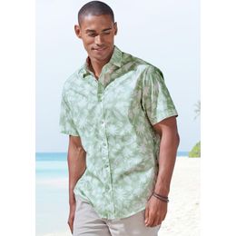 Beach Time BEACHTIME Herren Hawaiihemd "Regular fit", gr&uuml;n, Gr. S, gemustert, Web, Obermaterial: 100% Baumwolle, Hemden, Kurzarm, Freizeithemd mit Palmenprint,