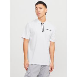 Jack & Jones JACK & JONES Herren Poloshirt "JCOFUSION PIQUE POLO SS SN", weiß, Gr. S, unifarben, Jersey, Obermaterial: 52% Baumwolle, 44% Polyester, 4% Elasthan,