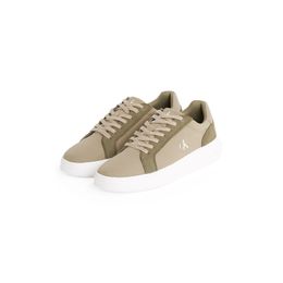 Sneaker Calvin Klein Jeans "CHUNKY CUPSOLE MG CANVAS", Herren, Gr. 44, grün (taupe, khaki), Textil, sportlich, Schuhe, Halbschuh, Schnürschuh, Freizeitsneaker mit seitlichem CK-Logo