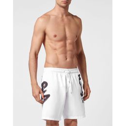 Plein Sport Herren Badeshorts "Tiger", schwarz-weiß, Gr. M, Obermaterial: 100% Polyester, Badehosen