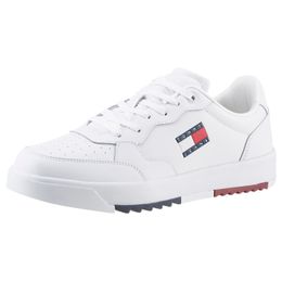 Tommy Jeans Herren Sneaker "TJM RETRO ESS", Gr. 42, weiß, Leder, Lederimitat, Schuhe, mit TOMMY Markenlogo, Freizeitschuh, Halbschuh, Schnürschuh