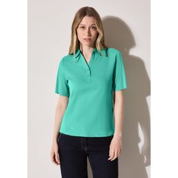 Cecil Damen Poloshirt, grün, Gr. M, unifarben, Web, 100% Baumwolle, Shirts, aus reiner Baumwolle