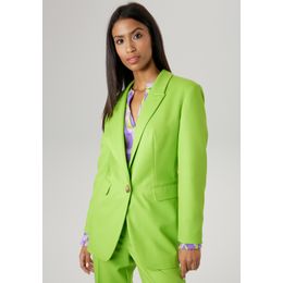 Damen Longblazer, gr&uuml;n, Gr. 46, Aniston SELECTED, unifarben, Web, Obermaterial: 95% Polyester, 5% Elasthan. Futter: 100% Polyester, Blazer, in trendy