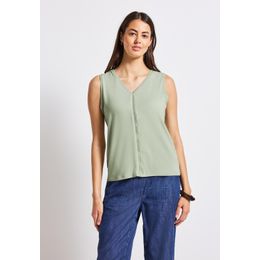 Street One Damen Spitzentop, gr&uuml;n, Gr. 44, unifarben, Jersey, 95% Viskose, 5% Elasthan, Tops, mit V-Ausschnitt