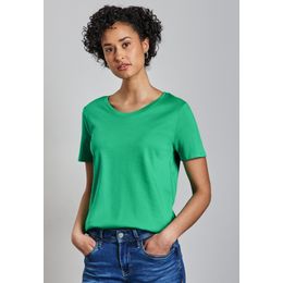 Street One Damen T-Shirt, grün, Gr. 46, unifarben, Web, 100% Baumwolle, Shirts, aus reiner Baumwolle