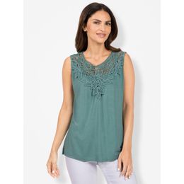 Inspirationen Damen Shirttop, gr&uuml;n, Gr. 38, unifarben, 95% Viskose, 5% Elasthan, Spitze:100% Polyester, Tops