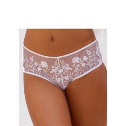 Lascana Damen Stringpanty "Maria", Gr. 36, wei&szlig;, Mesh, Obermaterial: 76% Polyamid, 21% Polyester, 3% Elasthan, Unterhosen, mit bunten Blumen aus