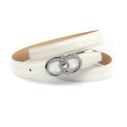 Anthoni Crown Damen Lederg&uuml;rtel, wei&szlig;, Gr. 85, unifarben, Rindsleder, G&uuml;rtel, Eleganter Klassiker mit Glitzersteinen, leicht bombiert