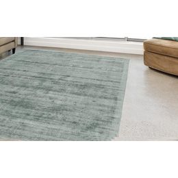 Teppich Kayoom, B:80cm H:13mm L:150cm, gr&uuml;n, Viskose, Wohnzimmer, Teppiche, "Luxury 110", Kurzflor, meliert, handweb, Wohnzimmer