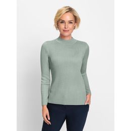 CLASSIC Damen Strickpullover "Pullover", gr&uuml;n, Gr. 44, unifarben, 65% Viskose, 35% Baumwolle, Pullover