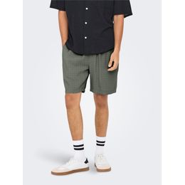 Only & Sons ONLY & SONS Herren Shorts "ONSTEL LINEN LATHAM 0257 SHORTS", grün, Gr. S, unifarben, Web, Obermaterial: 55% Leinen, 45% Viskose, Hosen