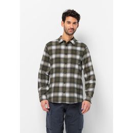 Jack Wolfskin Herren Flanellhemd "WANDERWEG SHIRT M", gr&uuml;n, Gr. S, OBERSTOFF 100% POLYESTER, Hemden