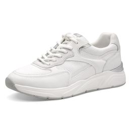 Tamaris Damen Plateausneaker, Gr. 38, wei&szlig;, Leder, Lederimitat, Textil, unifarben, Schuhe, Freizeitschuh, Halbschuh, Schn&uuml;rschuh mit gepolstertem