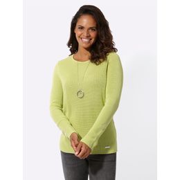Casual Looks Damen Strickpullover "Rundhals-Pullover", gr&uuml;n, Gr. 46, unifarben, 100% Baumwolle, Pullover