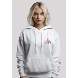 F4NT4STIC Damen Kapuzenpullover "Christmas Deer", wei&szlig;, Gr. S, Obermaterial: 65% Baumwolle, 35% Polyester, Pullover, Premium Qualit&auml;t, Rock-Musik,
