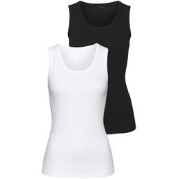 Vivance Damen Tanktop "aus weichem Rippen-Jersey", schwarz-wei&szlig;, Basic, Gr. 32, unifarben, Rippware, Obermaterial: 95% Baumwolle, 5% Elasthan, Tops