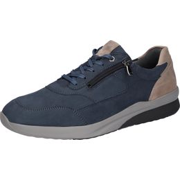 Waldläufer WALDLÄUFER Herren Sneaker "K-Fabian", Gr. 11, blau, Nubukleder, Schuhe, mit Reißverschluss, H-Weite, Freizeitschuh, Halbschuh, Schnürschuh
