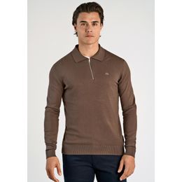 Langarm-Poloshirt LINDBERGH "LINDBERGH Troyer", Herren, Gr. L, beige (dk beige), Obermaterial: 80% Viskose, 20% Nylon, schmal, Shirts