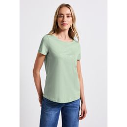 Street One Damen T-Shirt, grün, Gr. 46, unifarben, Web, 100% Baumwolle, Shirts, farbig