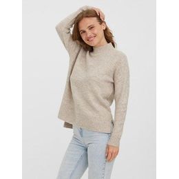 V&eacute;ro Moda VERO MODA Damen Stehkragenpullover "VMLEFILE OVERSIZE BOXY BLOUSE GA NOOS", braun, Gr. L, Strick, Obermaterial: 70% Polyacryl, 27% Nylon, 3%