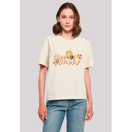 F4NT4STIC Damen T-Shirt "Die Biene Maja Bee Happy Heroes of Childhood", weiß, Gr. L, Obermaterial: 100% Baumwolle, Shirts, Nostalgie, Retro, Heroes