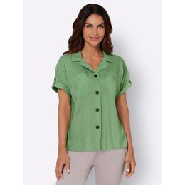 Inspirationen Damen Kurzarmbluse, gr&uuml;n, Gr. 40, unifarben, 100% Viskose, Blusen