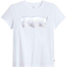 Levi's LEVI'S Damen Rundhalsshirt "THE PERFECT TEE", wei&szlig;, Gr. S, bedruckt, Jersey, Obermaterial: 100% Baumwolle, Shirts, mit Logo im Metallic-Holo Print