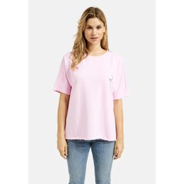 Smith & Soul SMITH & SOUL Damen Sweater, pink, Gr. L, bedruckt, Material: 63% Baumwolle, 20% Polyester, 17% Modal, Sweatshirts, mit offenen Kanten