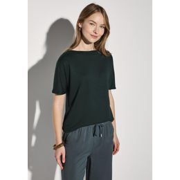 Street One Damen T-Shirt, gr&uuml;n, Gr. 36, unifarben, Stoff, 48% Viskose, 48% Polyester, 4% Elasthan, Shirts, mit U-Boot-Ausschnitt