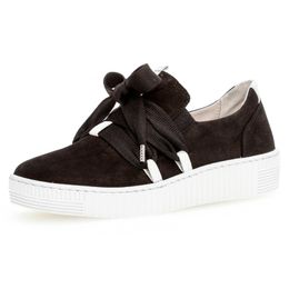 Gabor Damen Plateausneaker, Gr. 40, schwarz-weiß, Nubukleder, Schuhe, Slip-On Sneaker, Slipper, Schnürschuh mit aufgesetzter Zierschnürung