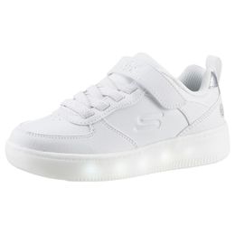Skechers M&auml;dchen Sneaker "Blinkschuh SPORT COURT 92- SHOW MADDOX", Gr. 33, wei&szlig;, Lederimitat, unifarben, Schuhe, Schn&uuml;rschuh mit Blinkfunktion,