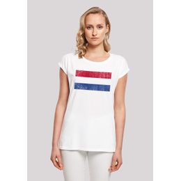 F4NT4STIC Damen T-Shirt "Netherlands NIederlande Holland Flagge distressed", wei&szlig;, Gr. S, Obermaterial: 100% Baumwolle, Shirts, Print