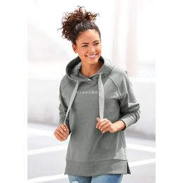 ELBSAND Damen Kapuzensweatshirt "Svana", gr&uuml;n, Gr. S, unifarben, Sweatware, Obermaterial: 95% Baumwolle, 5% Elasthan, Sweatshirts, mit Logoprint,