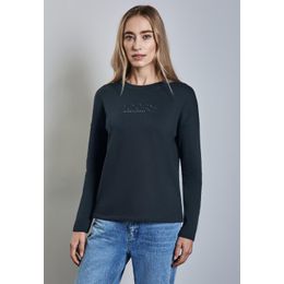 Street One Damen Langarmshirt, grün, Gr. 34, unifarben, Stoff, 96% Viskose, 4% Elasthan, Shirts, Rundhalsausschnitt